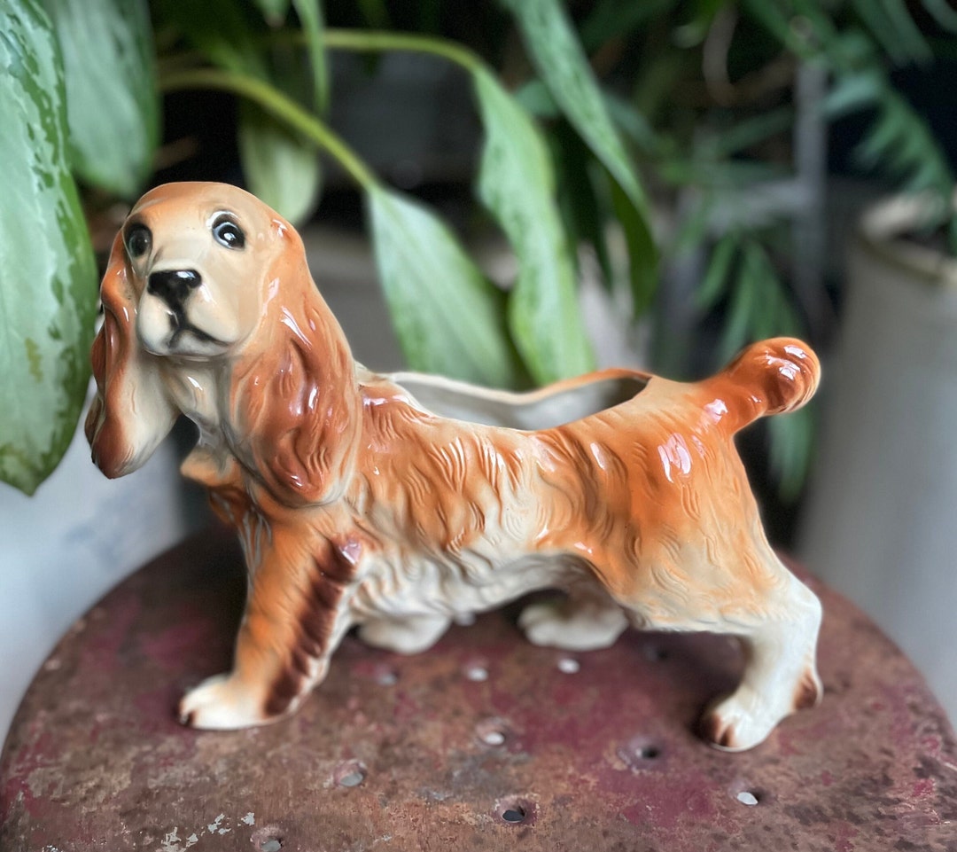 Vintage Cocker Spaniel Dog Planter, Red Coa, Made in Japan, 1950's ...