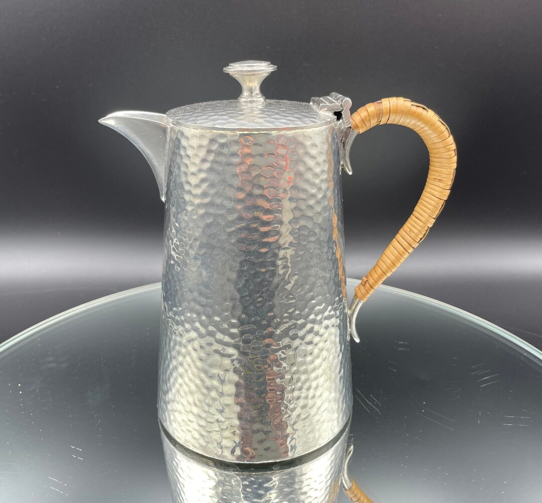 Vintage Pewter Hammered Small Teapot or Coffeepot With Handle Braided ...