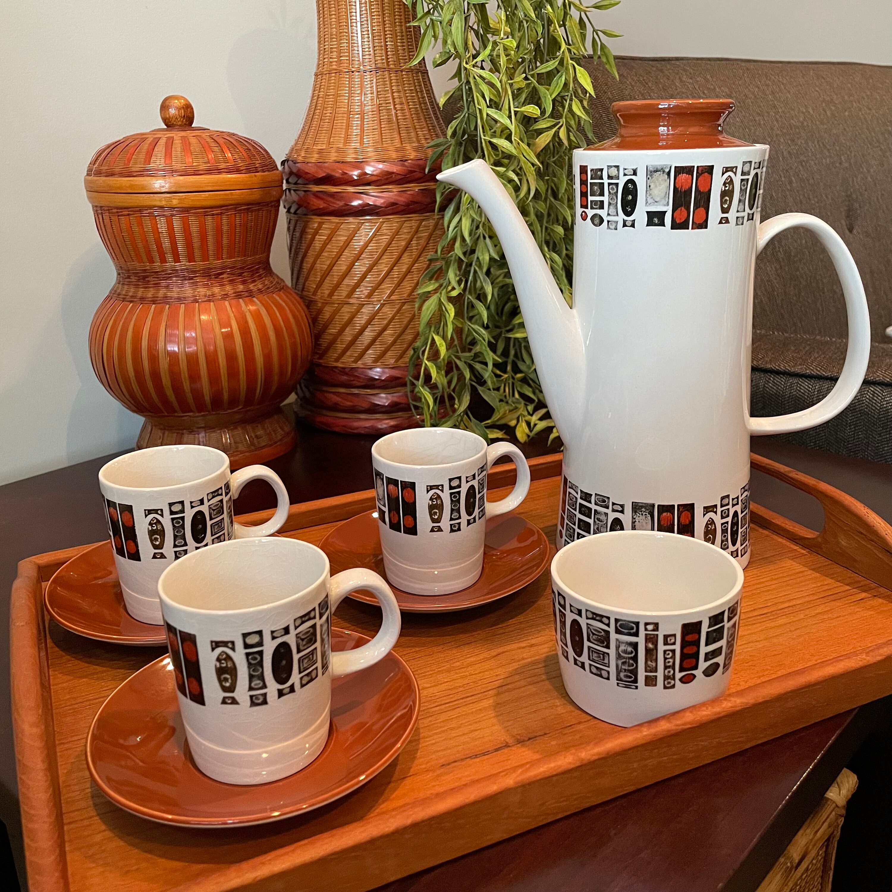 Vintage Coffee Pot Set With 3 Cups and Saucers and an Open - Etsy