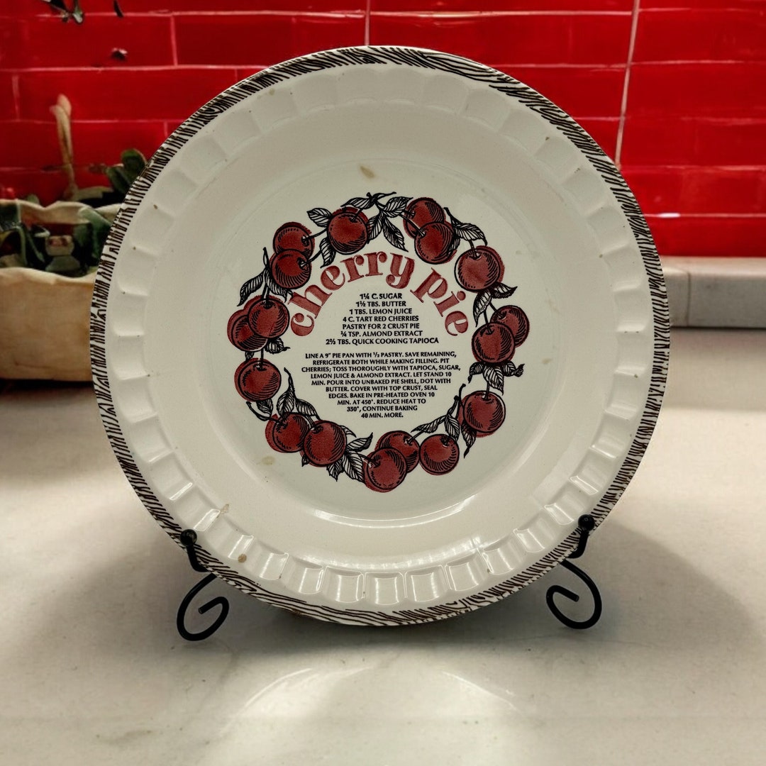 Vintage Cherry Pie Plate, Recipe Surrounded by Cherries, Royal China ...
