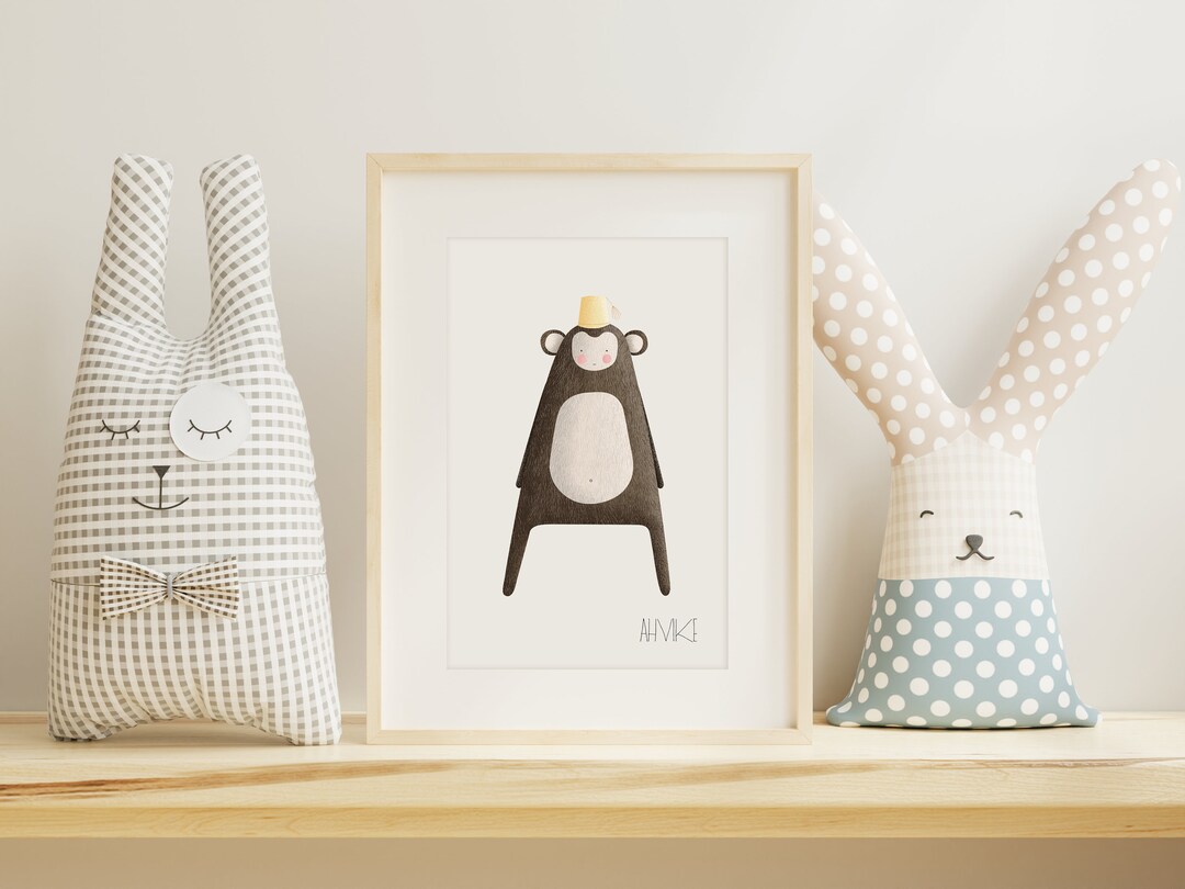 Letter a Custom Animal Initial Print, Personalised Initial ...