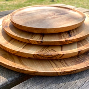Hand Carved Olive Wood Wooden Plates, Small Medium Large Xlarge Sized ...