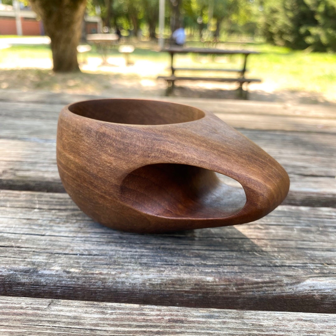 Handcarved Walnut Wood Kuksa, Wooden Coffee Mug, Scandinavian Cup ...