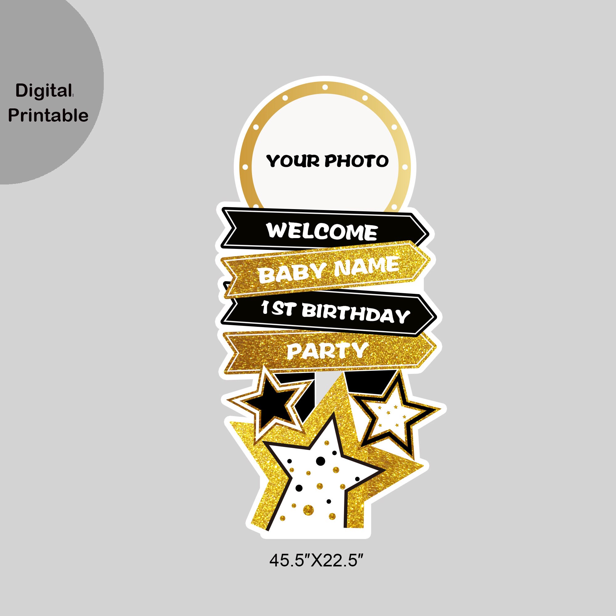 Custom Gold Theme Signpost for Birthday Party 1ST Signpost Arrow Sign ...