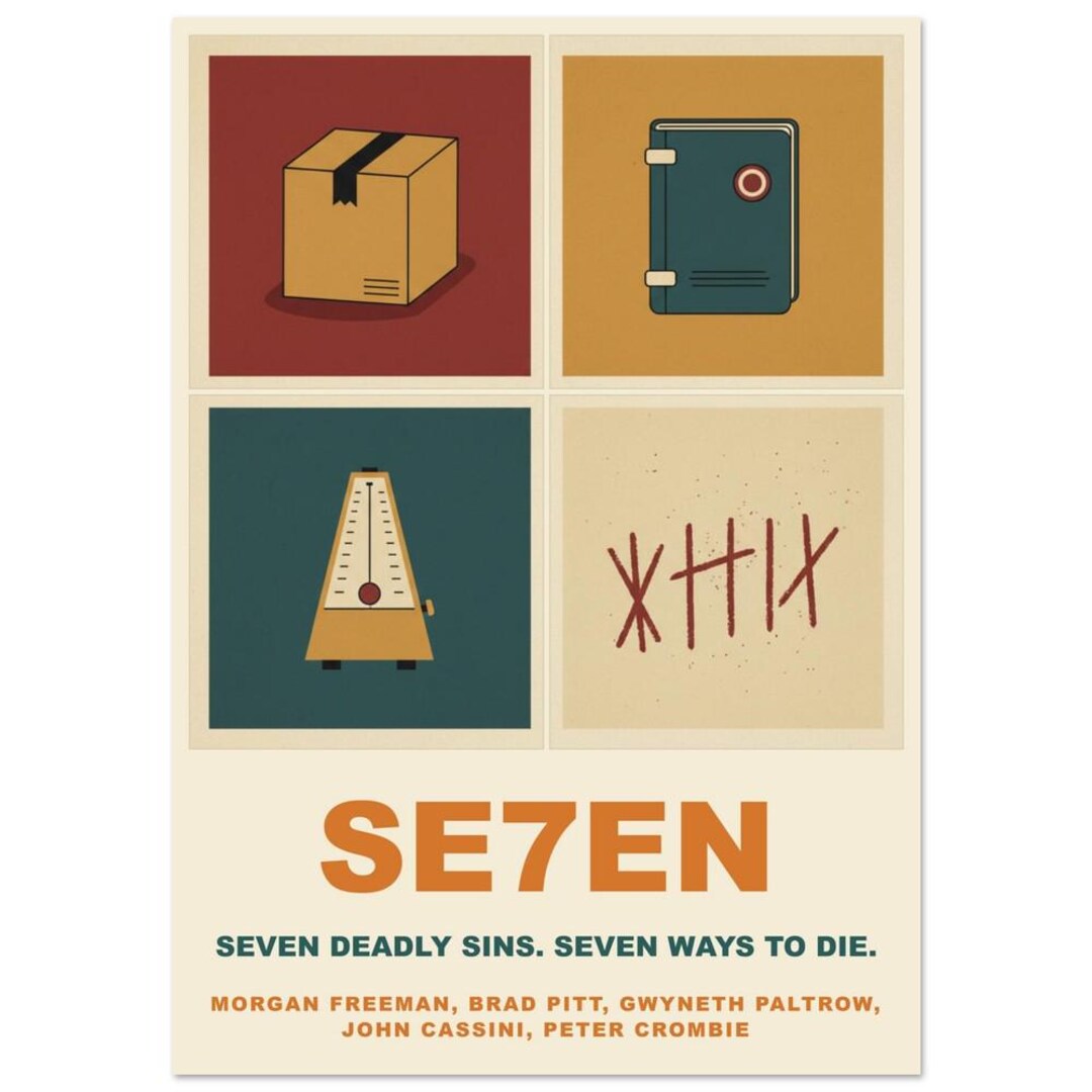 Se7en Movie Poster | Minimalist Wall Art Print | Crime Thriller Home ...