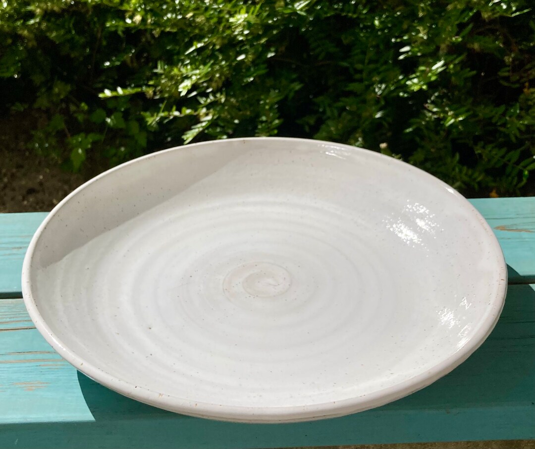 Big White Ceramic Platter 31 Cm, Handmade Serving Dish, Big White Plate ...