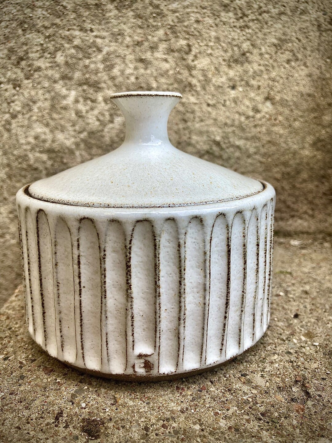 Ceramic Lidded Jar, Pottery Jar With Lid, White Pot, Sea Salt Dispenser ...