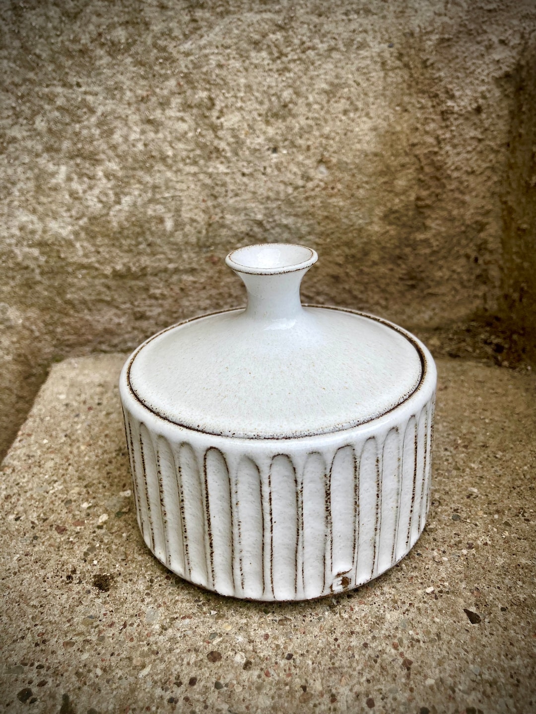 Ceramic Lidded Jar, Pottery Jar With Lid, White Pot, Sea Salt Dispenser ...