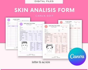 Editable Facial Skin Analysis Form, Esthetician Forms Face Mapping ...