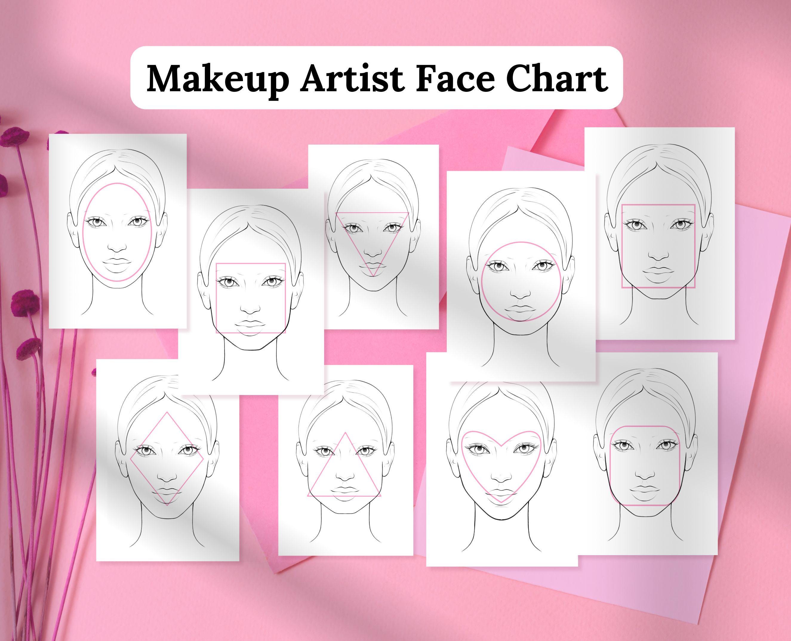 Makeup Artist Face Chart, Face Chart, Face Shape Guide, Face Chart ...