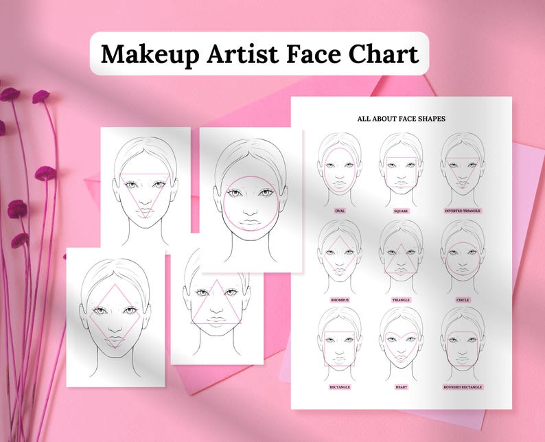 Makeup Artist Face Chart, Face Chart, Face Shape Guide, Face Chart ...
