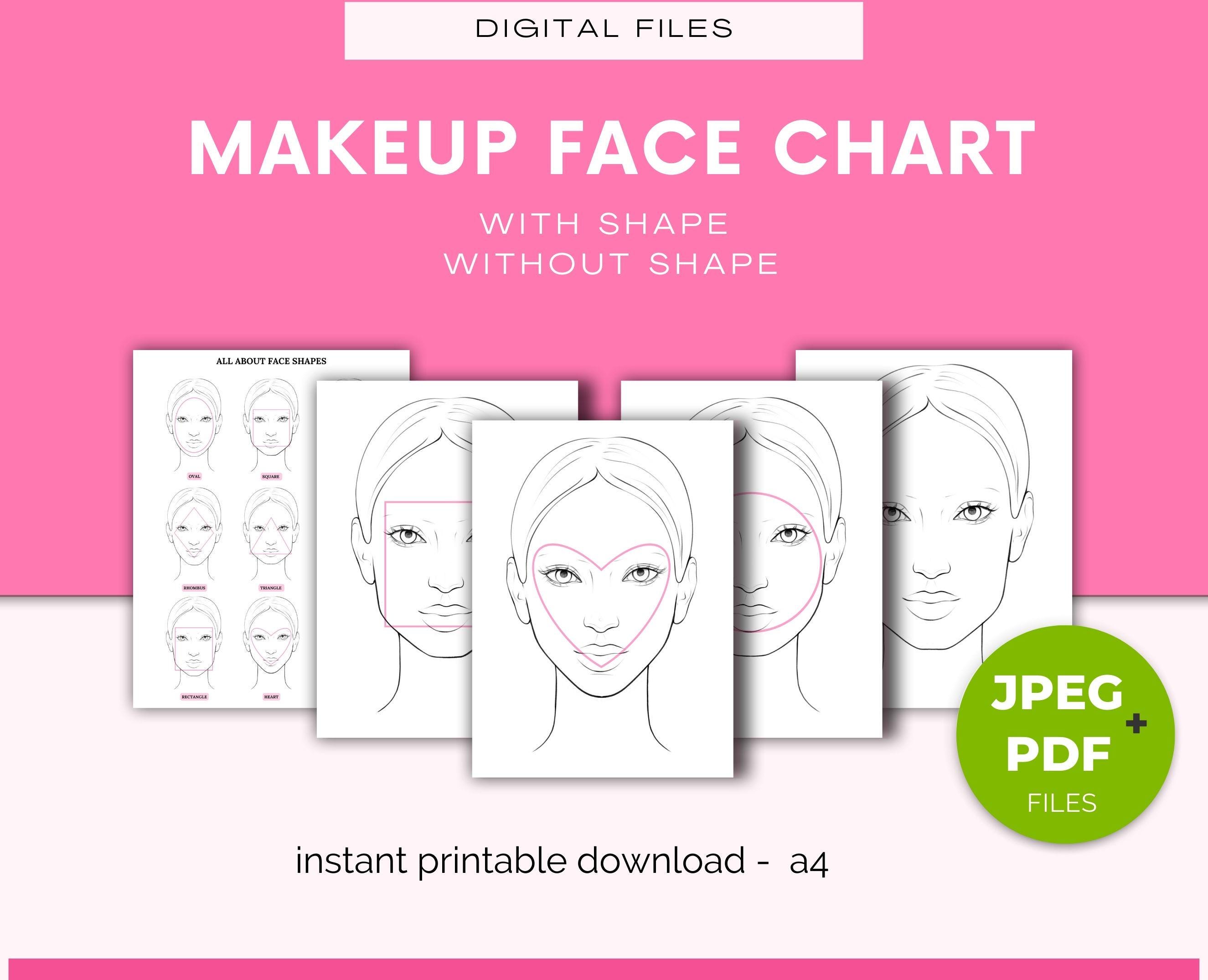 Makeup Artist Face Chart, Face Chart, Face Shape Guide, Face Chart ...
