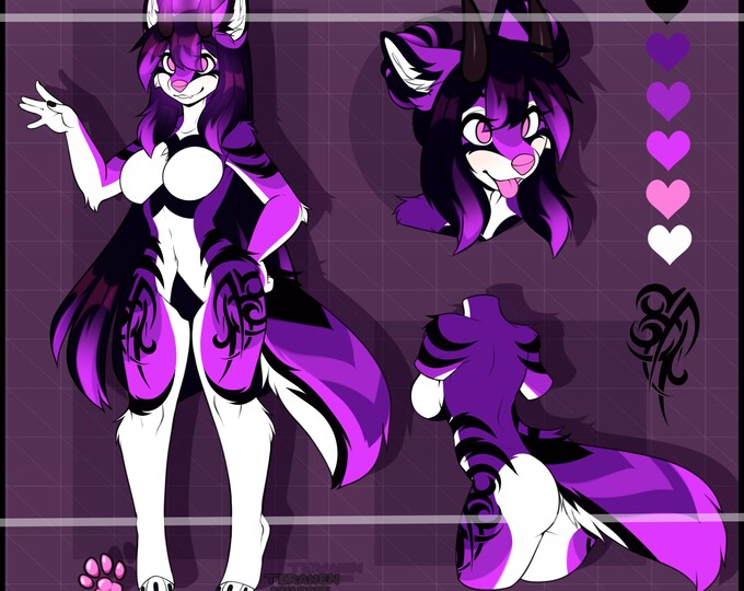 Female Anthro Canine Demon Fursona Adopt Furry Character Full Reference (ref Sheet) - Etsy