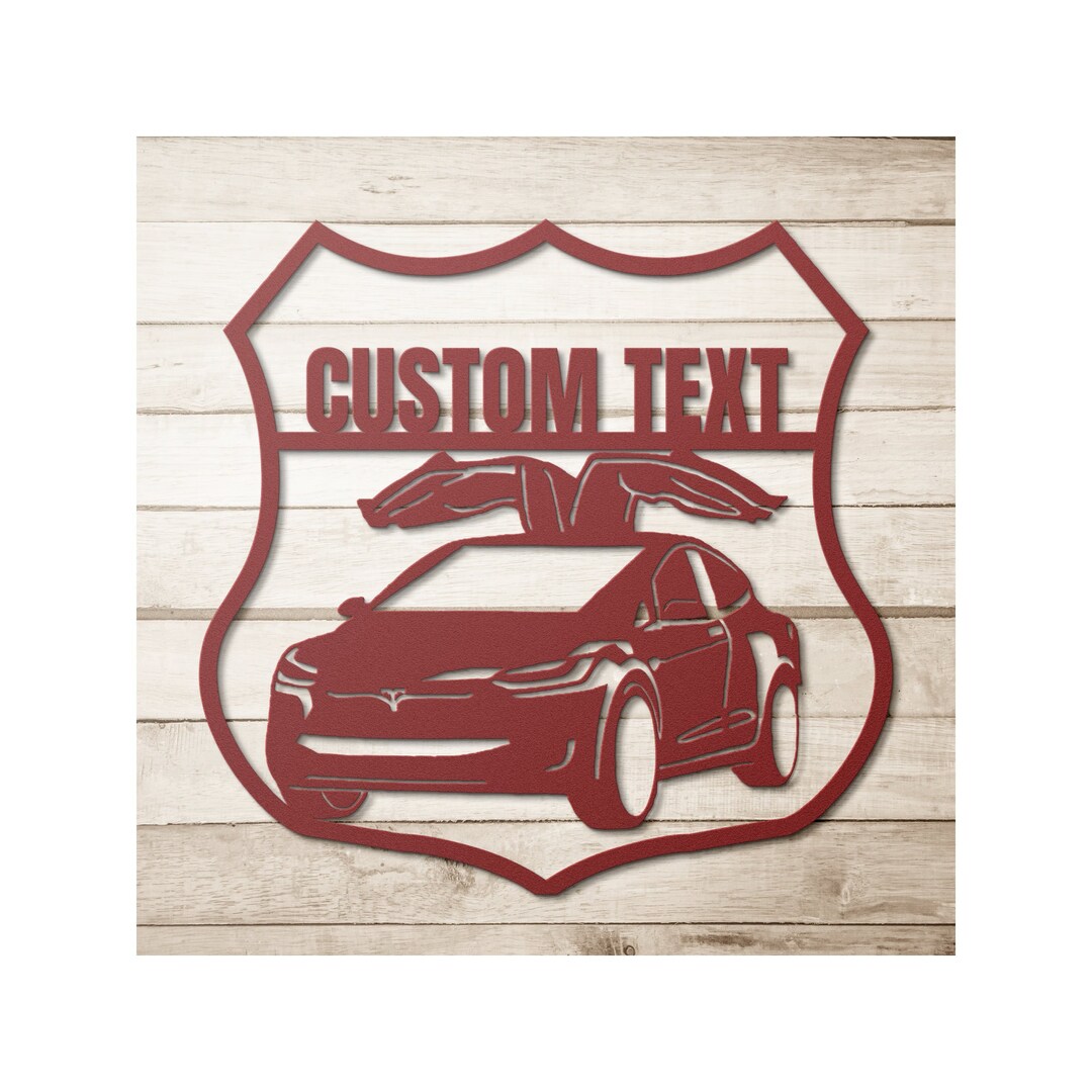 Tesla Model Y Personalized Garage Metal Wall Art | Tesla Custom Sign ...