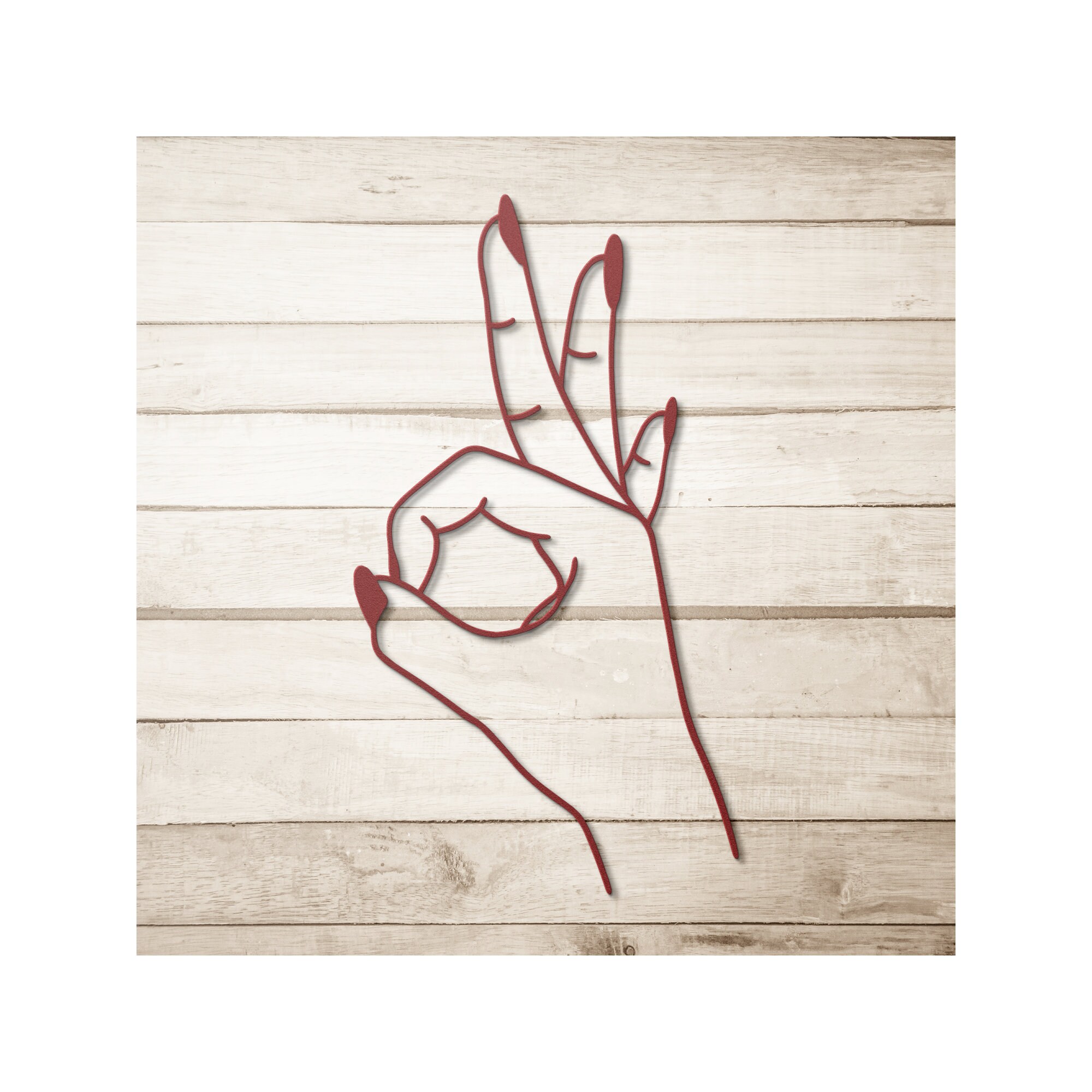 OK Hand Sign Metal Wall Art | Minimalist Line Metal Art | Lady Wall ...