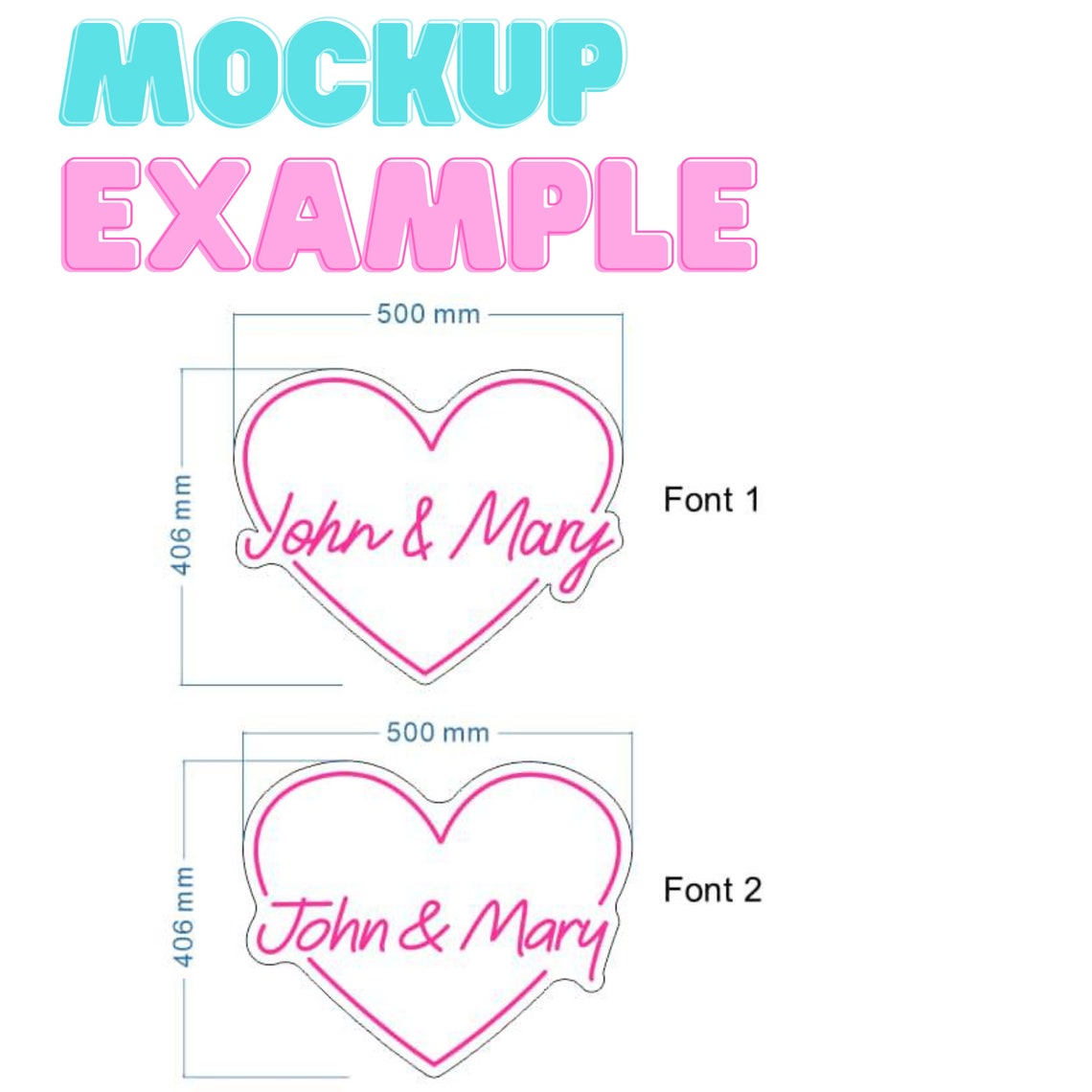 Personalized Love Heart Neon Wedding Sign, Anniversary Couple Neon Sign ...