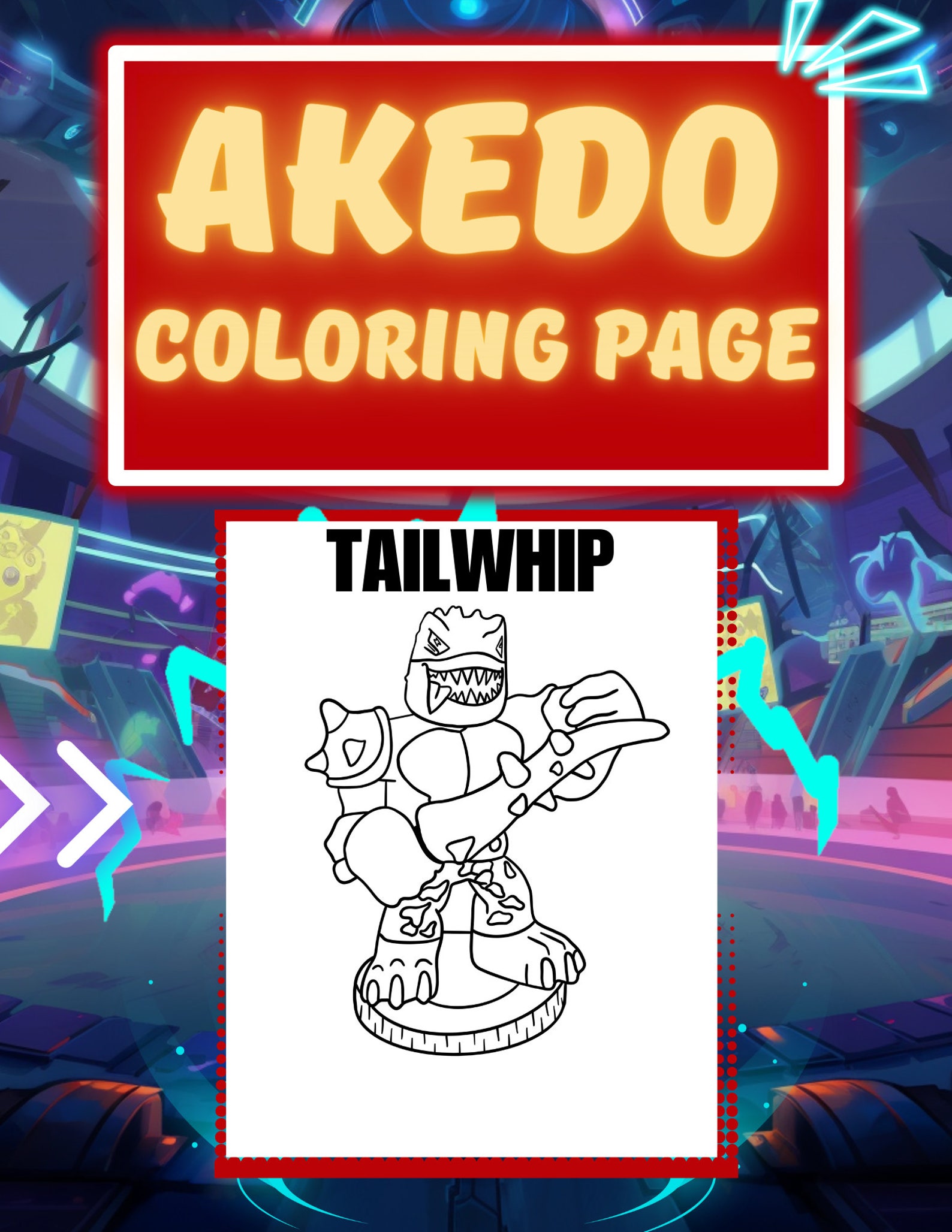 Tailwhip Akedo Coloring Page - Etsy