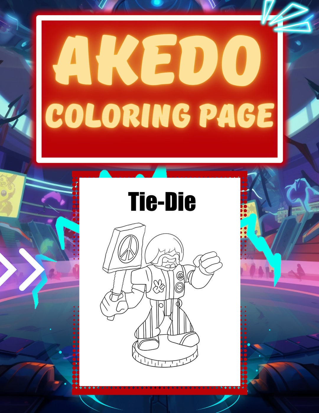 Tie-die Akedo Coloring Page - Etsy