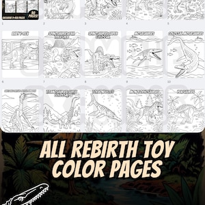 Jurassic World Rebirth Toy & D-rex Coloring Book | 50+ Coloring Pages ...