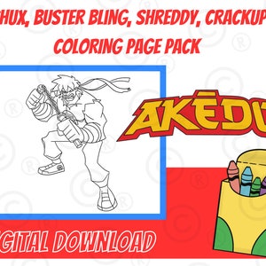 Akedo Cartoon Coloring Pack (CHUX, Shreddy Bear, Crackup, & Buster ...