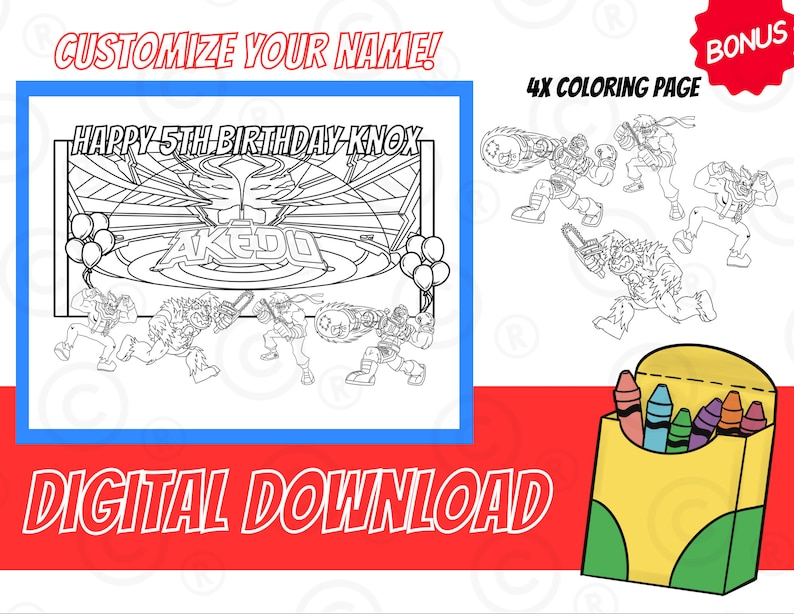 Custom Name Akedo Coloring Placemat - Etsy