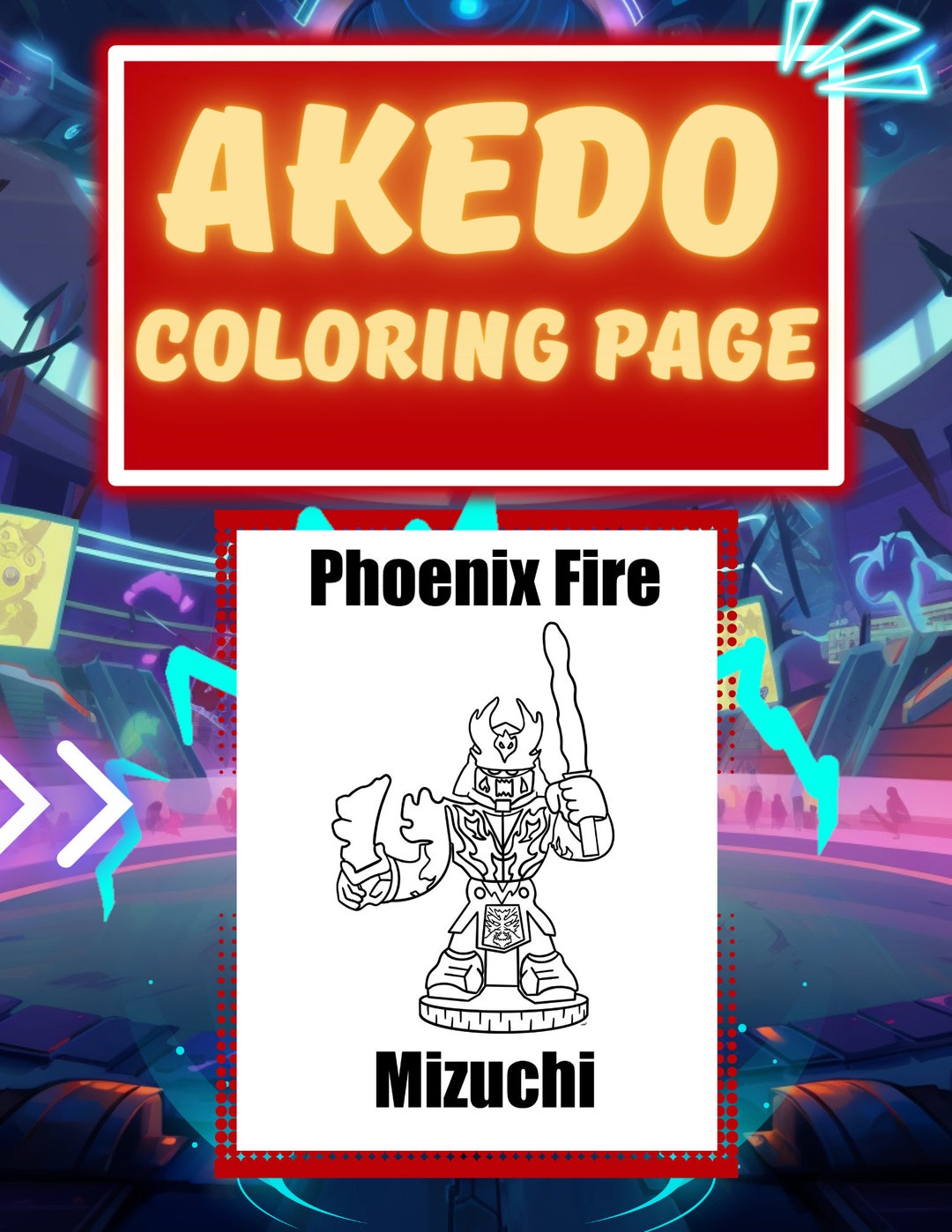Phoenix Fire Mizuchi Akedo Coloring Page - Etsy
