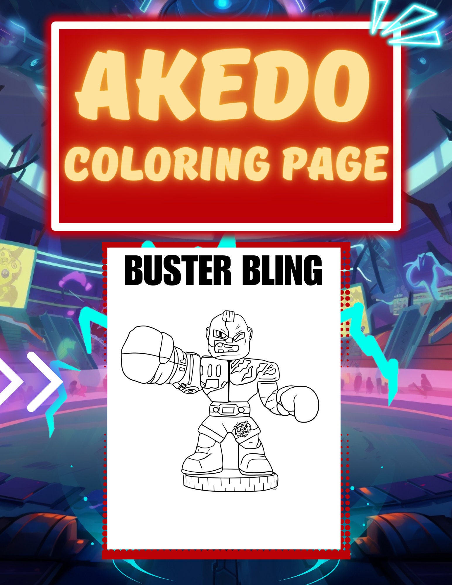 Buster Bling Akedo Coloring Page - Etsy