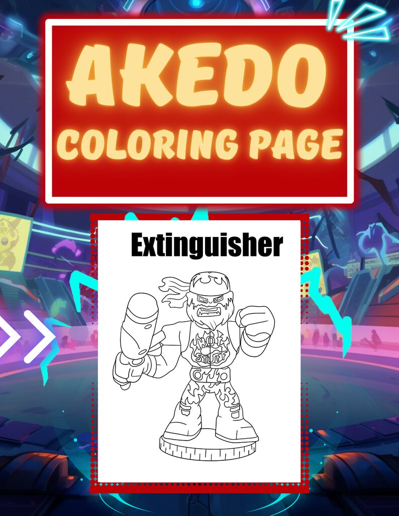 Extinguisher Akedo Coloring Page - Etsy
