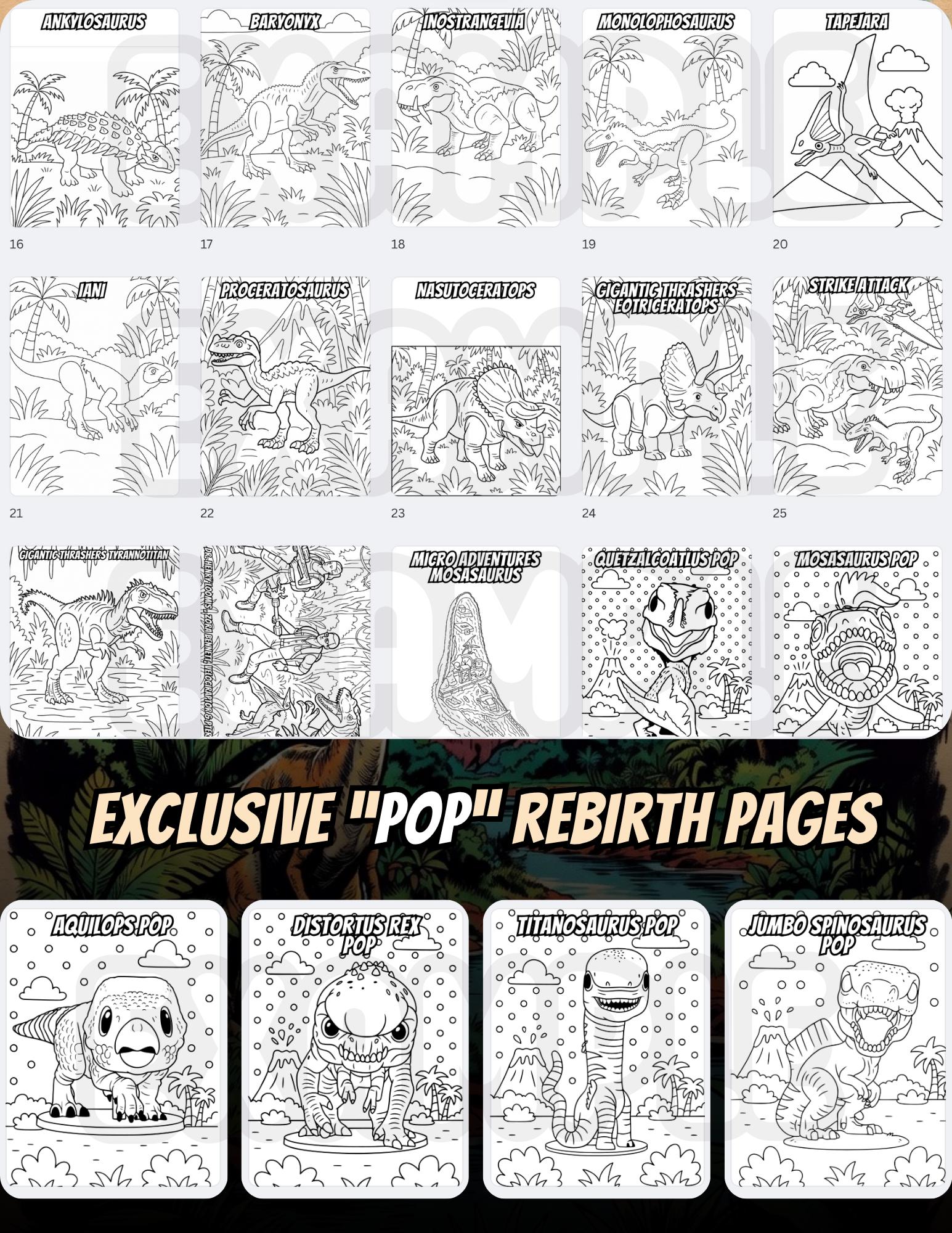 Jurassic World Rebirth Toy & D-rex Coloring Book | 50+ Coloring Pages ...
