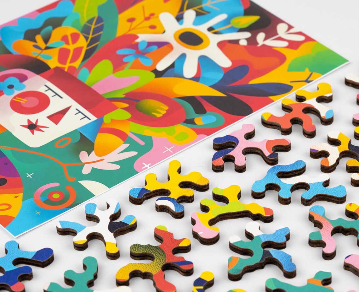 Beauty Inside Wooden Jigsaw Puzzle: Unique Abstract Cut, Gemturt Art ...
