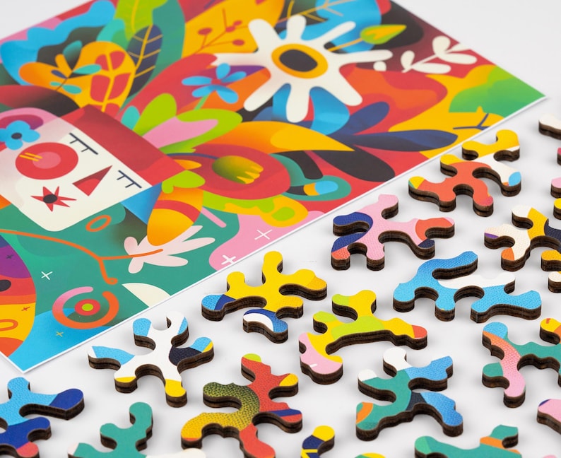 Beauty Inside Wooden Jigsaw Puzzle: Unique Abstract Cut, Gemturt Art ...