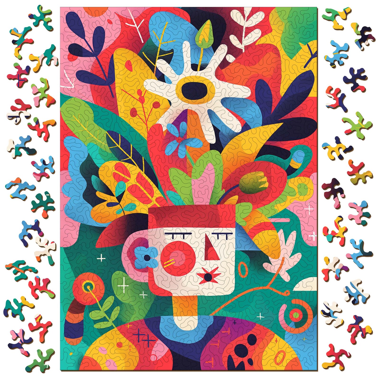Beauty Inside Wooden Jigsaw Puzzle: Unique Abstract Cut, Gemturt Art ...