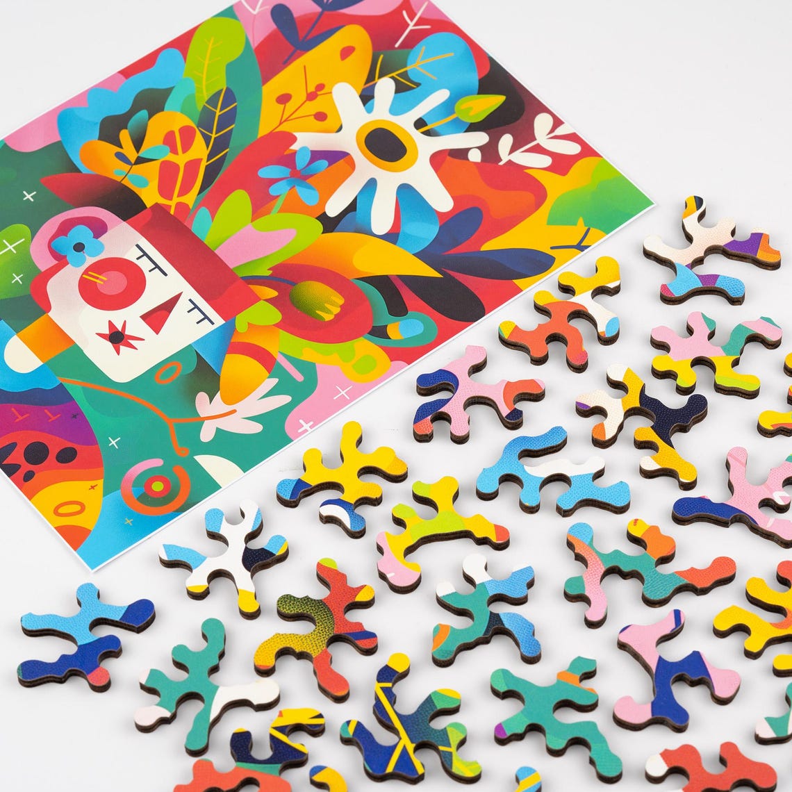 Beauty Inside Wooden Jigsaw Puzzle: Unique Abstract Cut, Gemturt Art ...