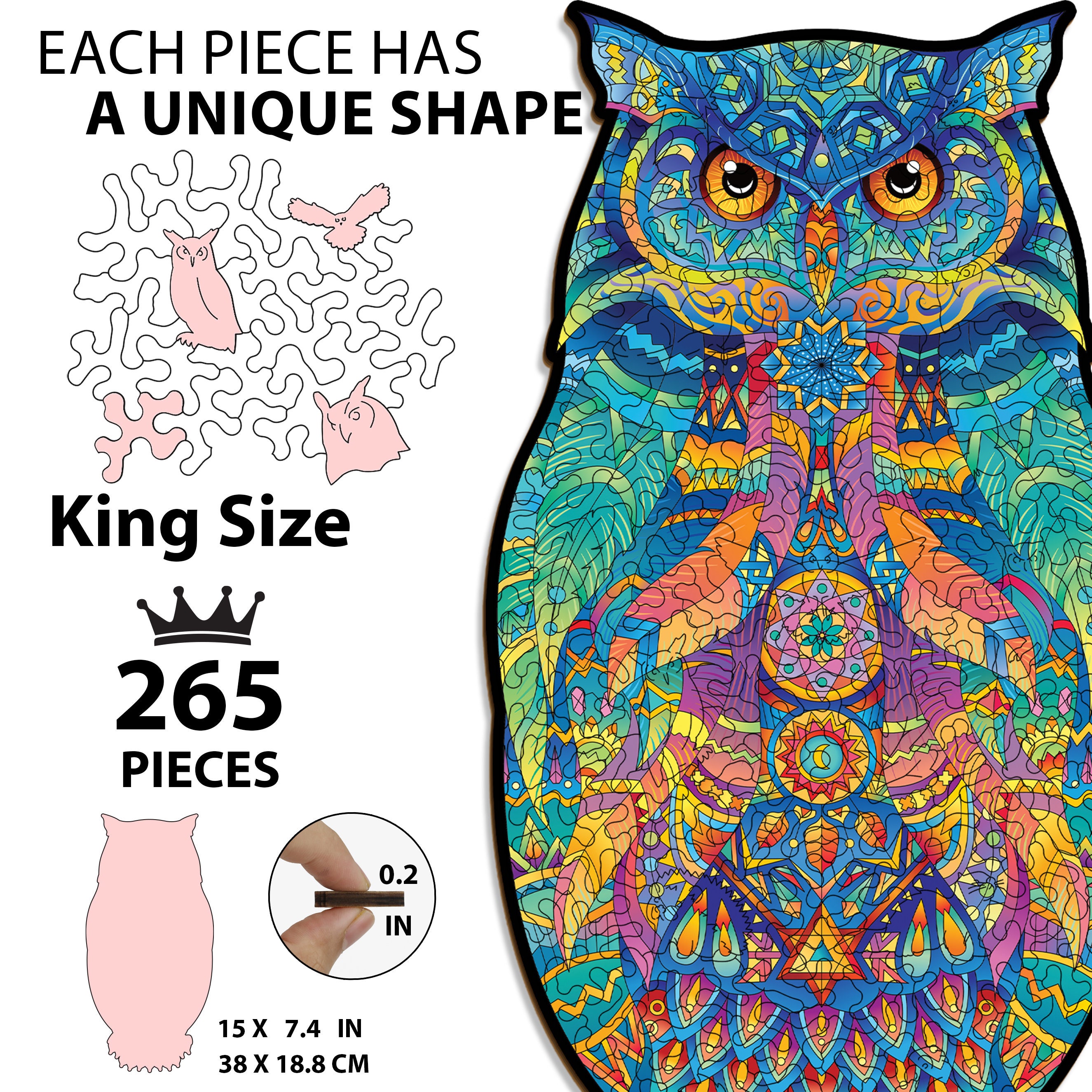 GEMTURT PUZZLE Owl Wooden Jigsaw Puzzle Best Challenge Game for Adults ...