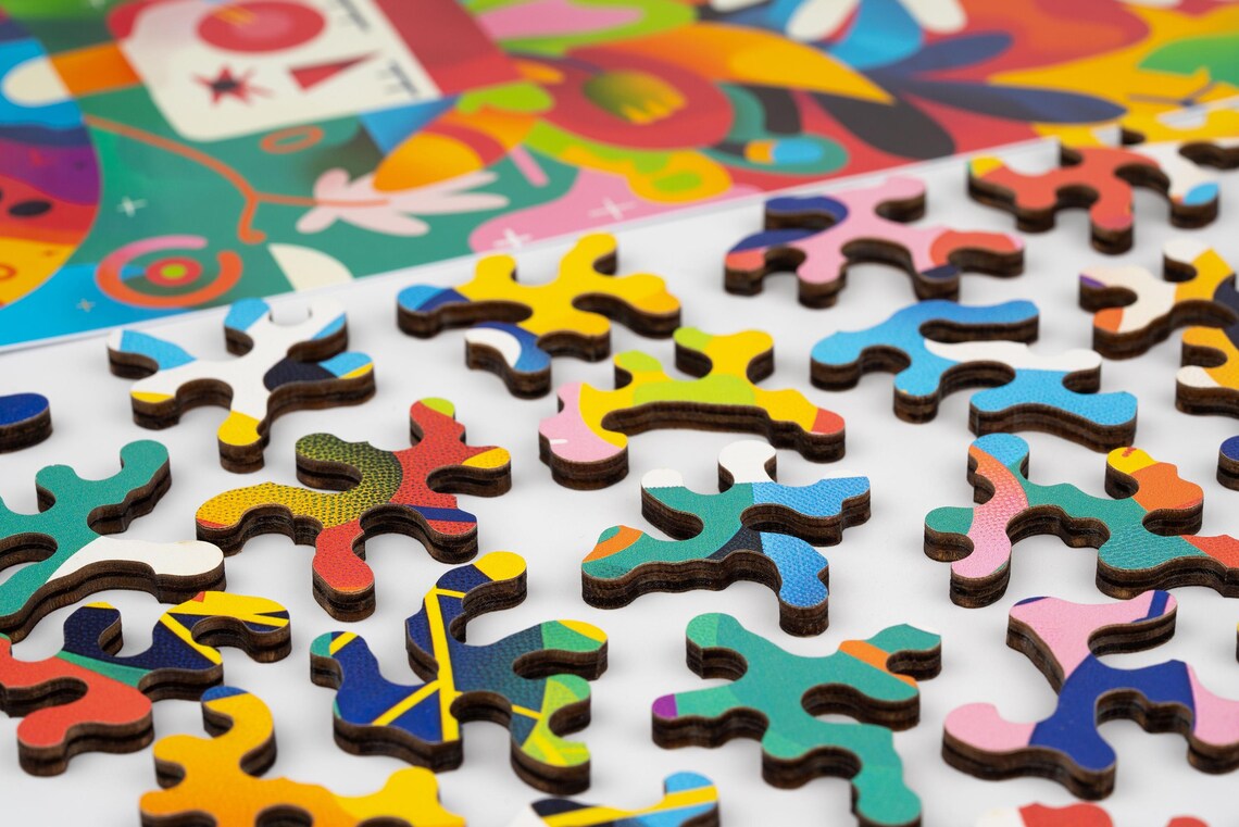 Beauty Inside Wooden Jigsaw Puzzle: Unique Abstract Cut, Gemturt Art ...