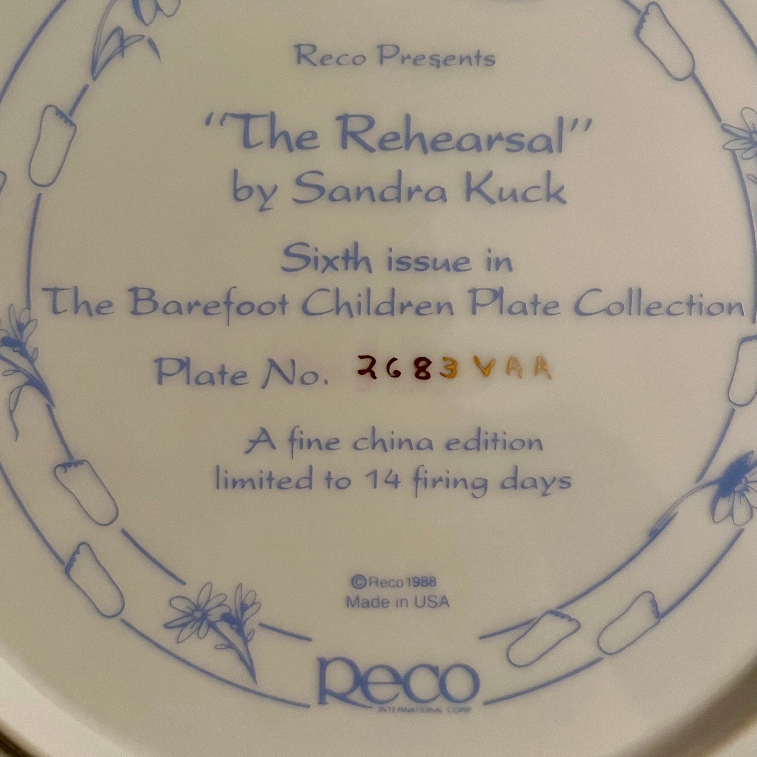 The Rehearsal Barefoot Children Collection by RECO Collector Plate - Etsy