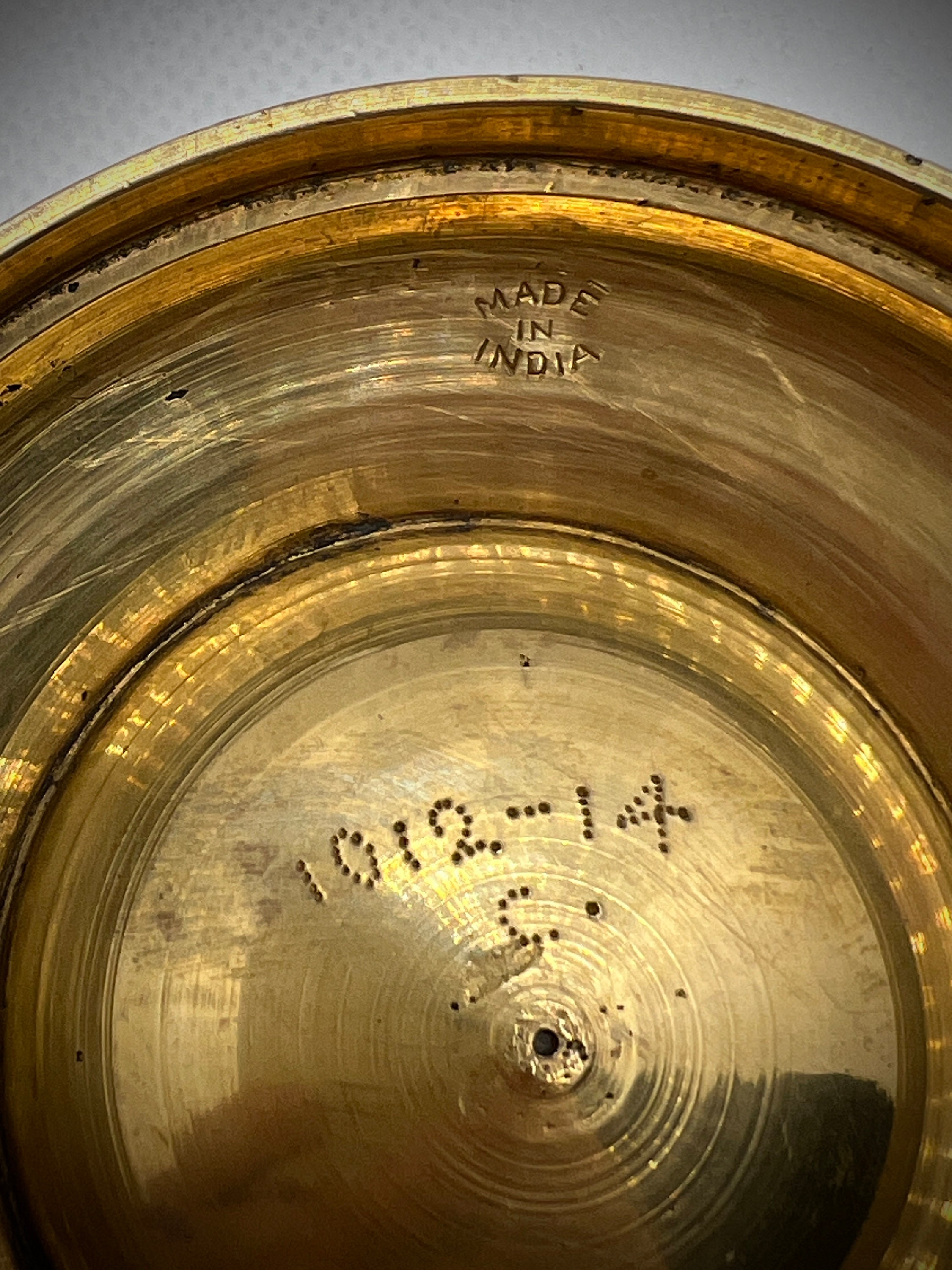 Antique Ornate Brass Elephant Claw Bell 11 Claws Etched Leaf Pattern ...