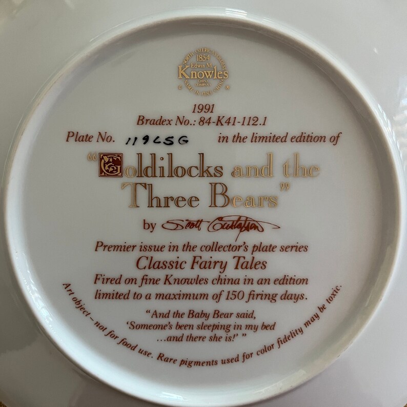 Goldilocks & the Three Bears Classic Fairytales by Knowles Collector ...