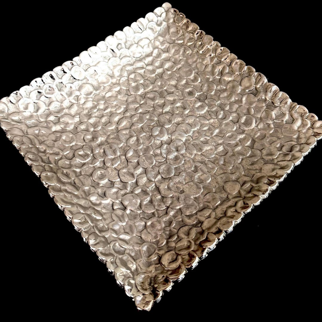 Michael Aram Textured Square Matzah Plate Signed 9" Nickelplate Judaica ...