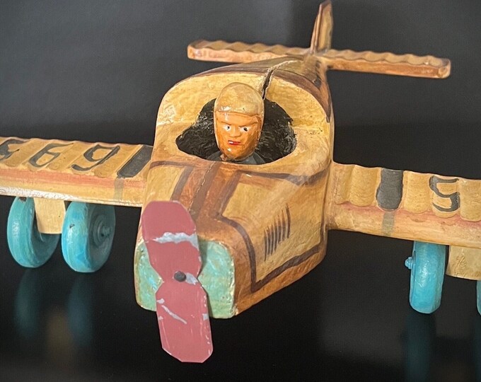 Wooden Folk Art Airplane With Pilot Hand Made 1930s or 1940s - Etsy