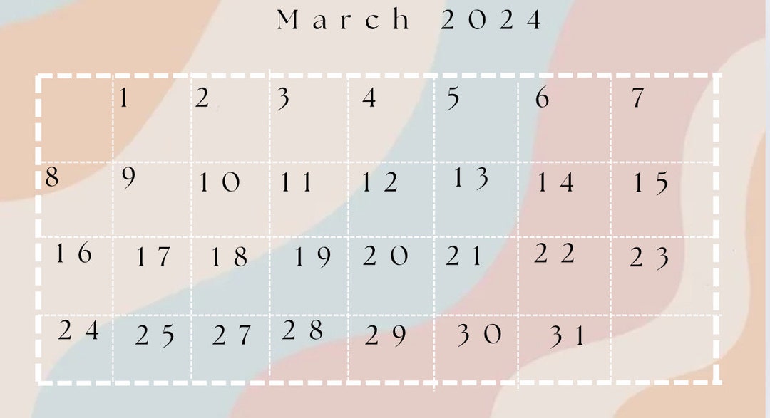 Multicolor Monthly Calendar. Digital, Printable, Customizable, Template ...