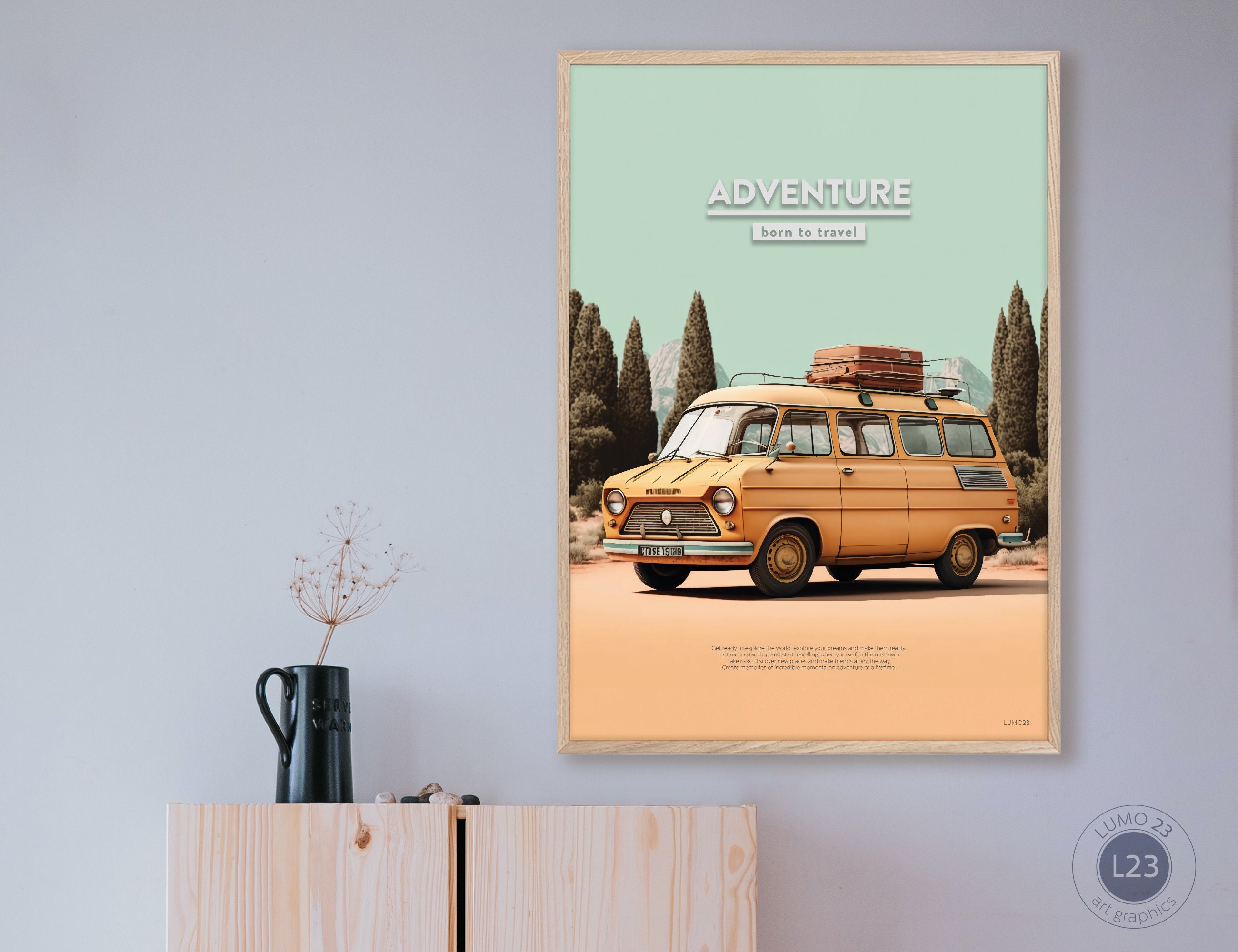 Campervan Travel Wall Art Retro Travel Poster Classic Car Vanlife ...