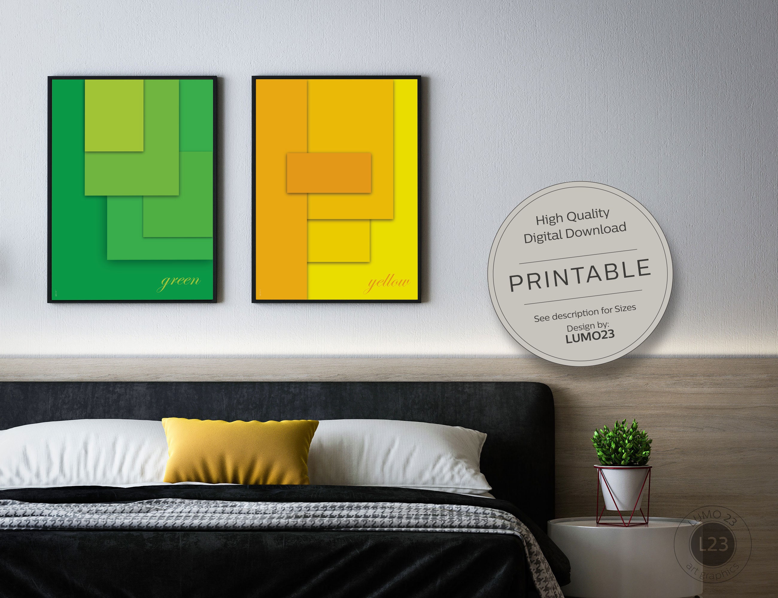 Yellow Color Poster Graphic Design Print Digital Printable Poster ...