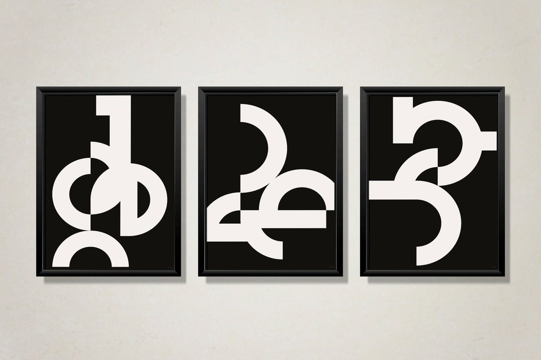 Number Poster Set 3 Typography Print Bundle Wall Art - Etsy