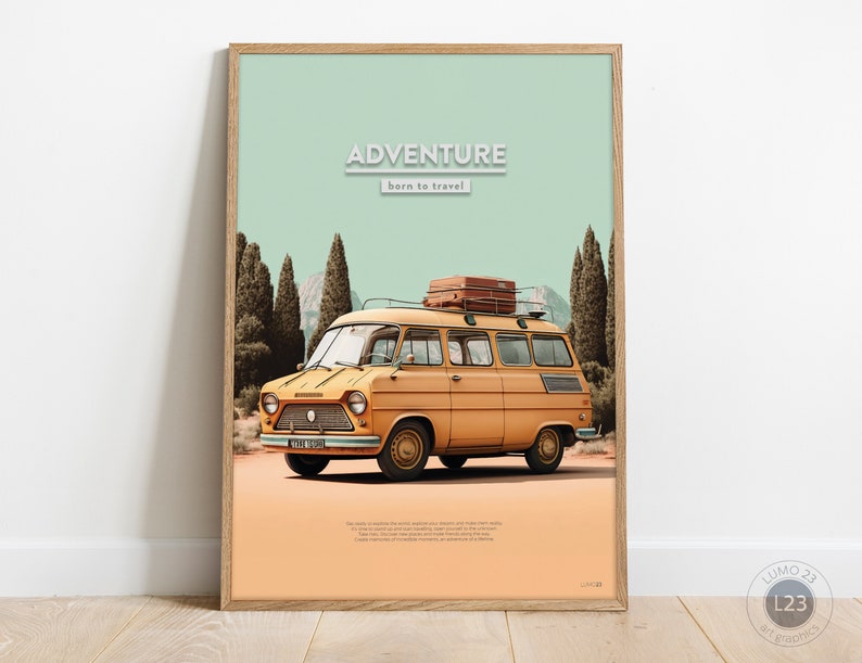 Campervan Travel Wall Art Retro Travel Poster Classic Car Vanlife ...