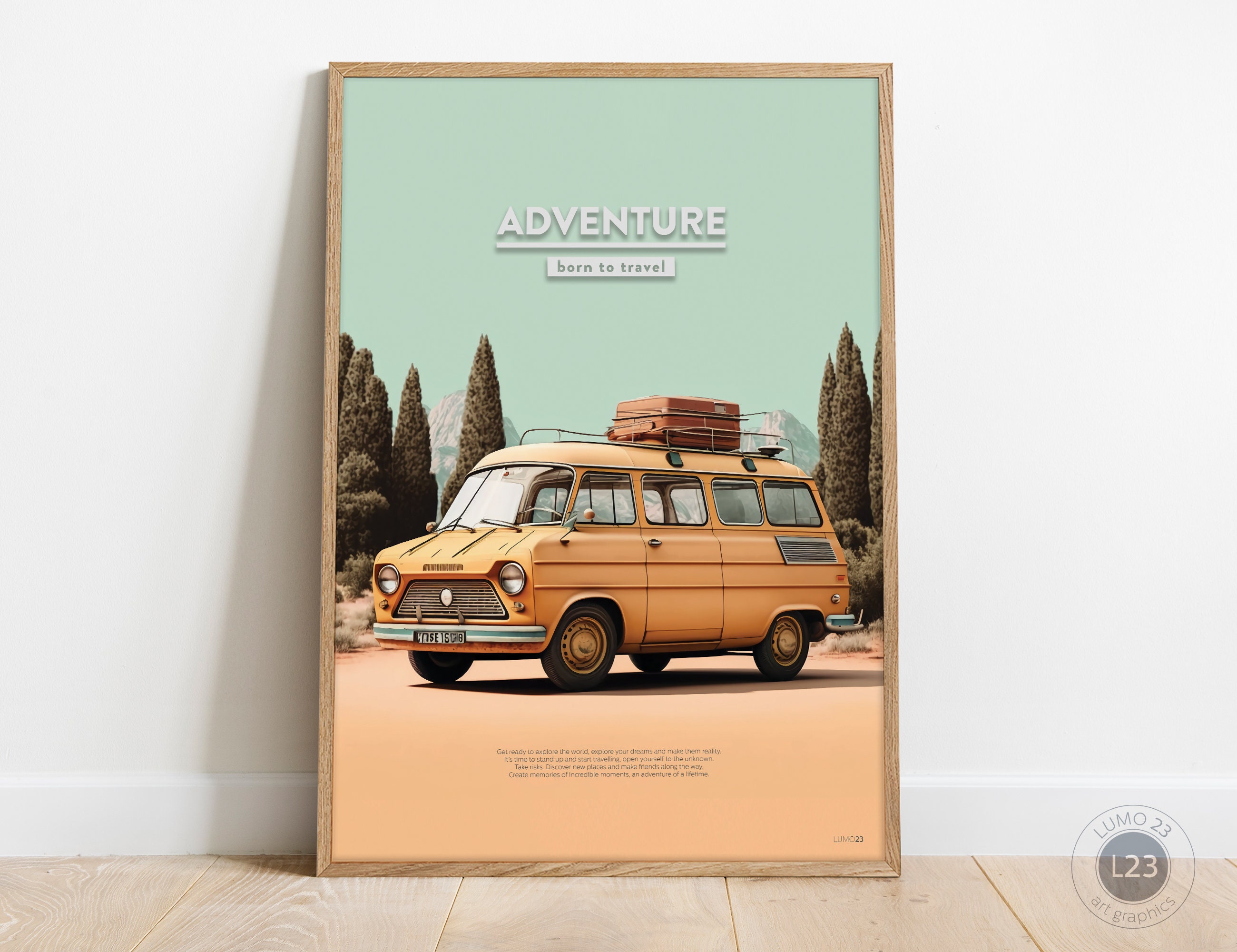 Campervan Travel Wall Art Retro Travel Poster Classic Car Vanlife ...