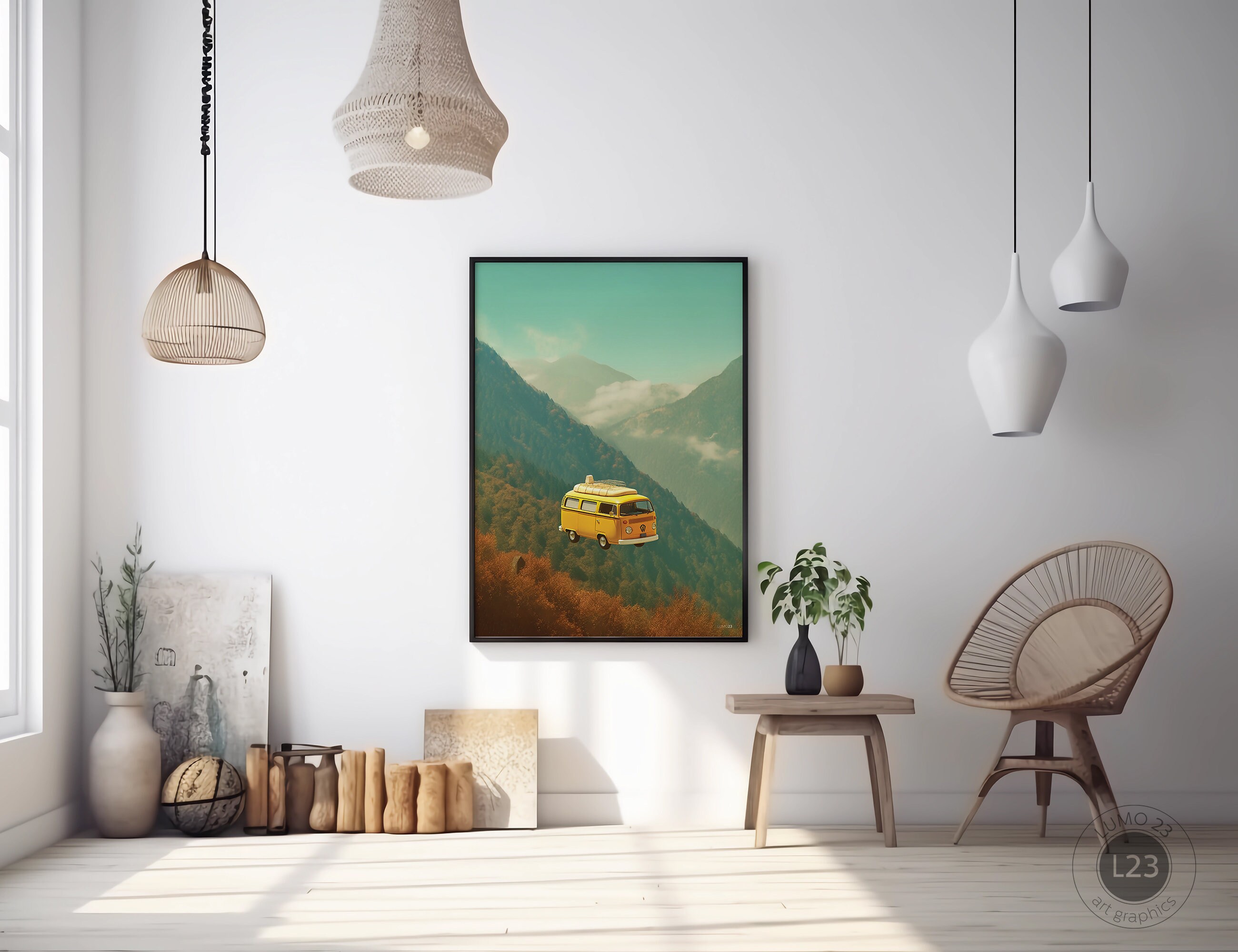 Volkswagen Vintage Poster Camper Van Print Adventure Road Trip Poster ...