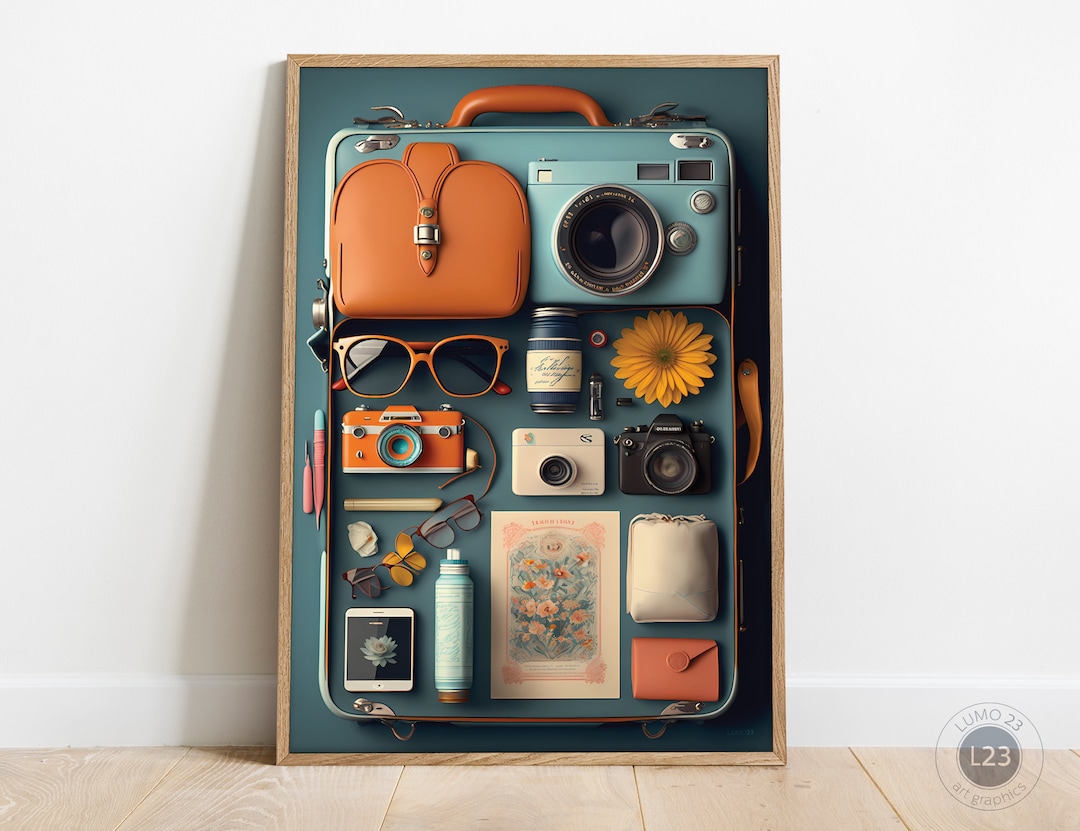 Female Adventure Suitcase Vintage Travel Poster Collection Travel Items ...