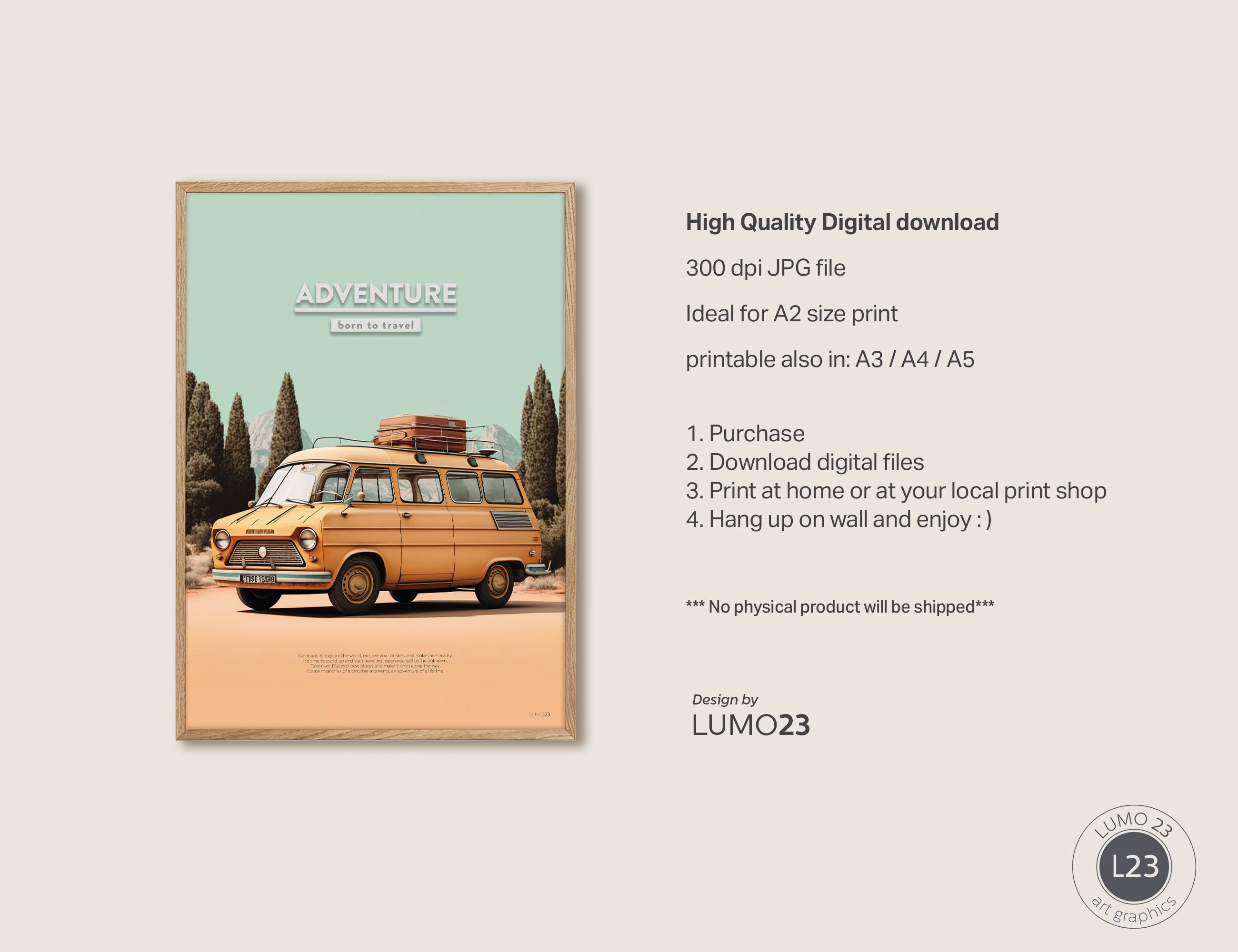 Campervan Travel Wall Art Retro Travel Poster Classic Car Vanlife ...