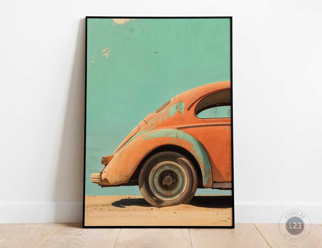 Vintage VW Road Trip Poster Classic Auto Adventure Art Digital ...
